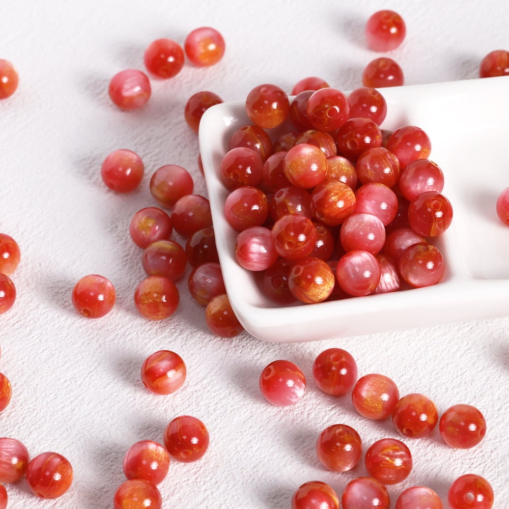 Auroal resin glitter beads, 100Pcs Red 0.31 inch - mixed color beads ...