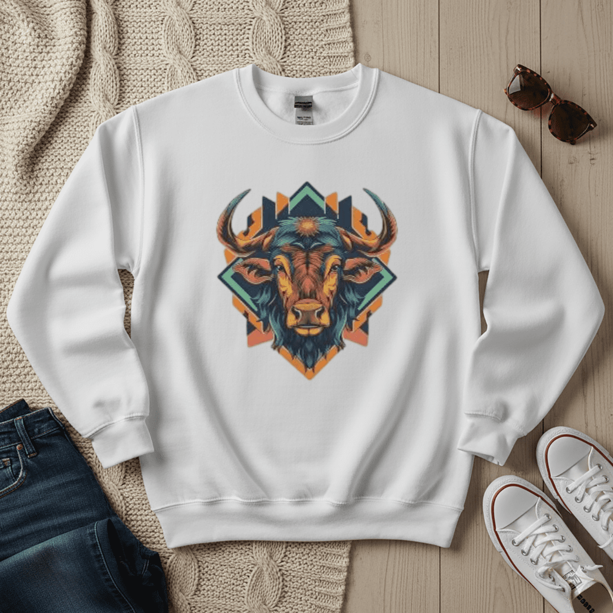 Aurochs Shield Heraldic Color Graphic Design Historical Art Sweatshirt ...