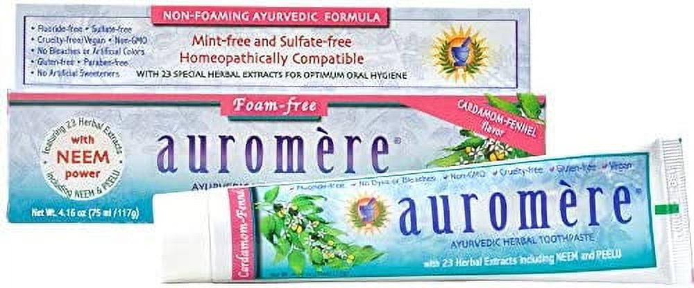 Auromere Ayurvedic Herbal Toothpaste, Cardamom Fennel, Foam Free ...