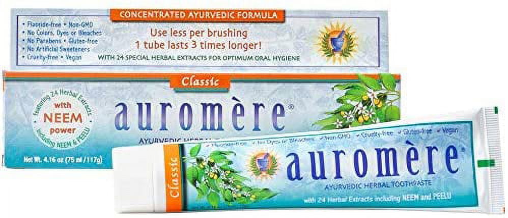 Auromere Ayurvedic Herbal Toothpaste, Classic Licorice Flavour - Vegan ...