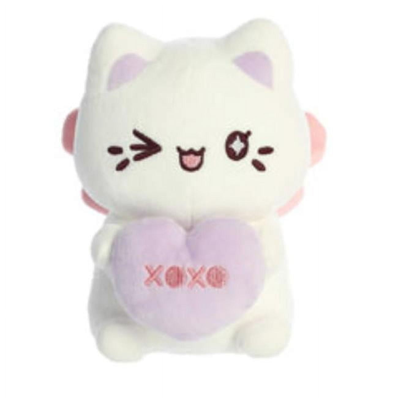 Aurora 7 in. Candy Heart Sitting Meowchi Stuffed Plush Toy, White ...