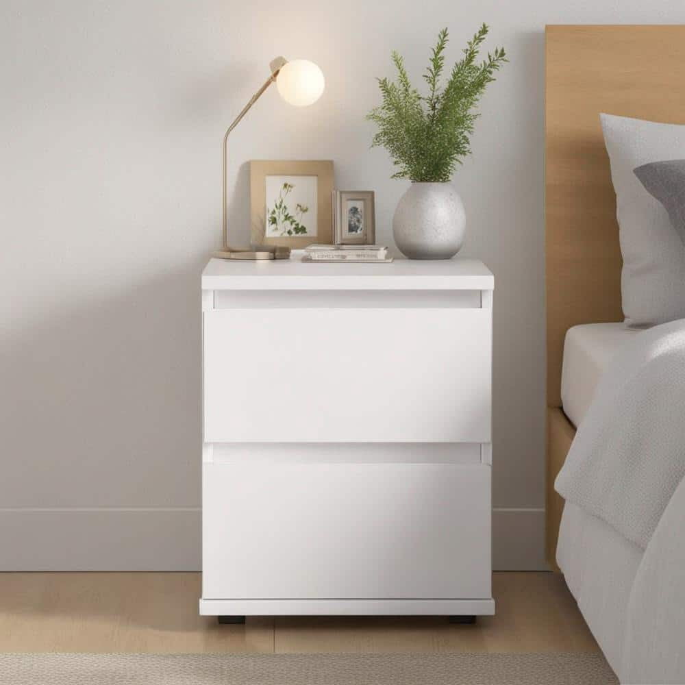 Aurora 2-Drawer White Nightstand - Walmart.com