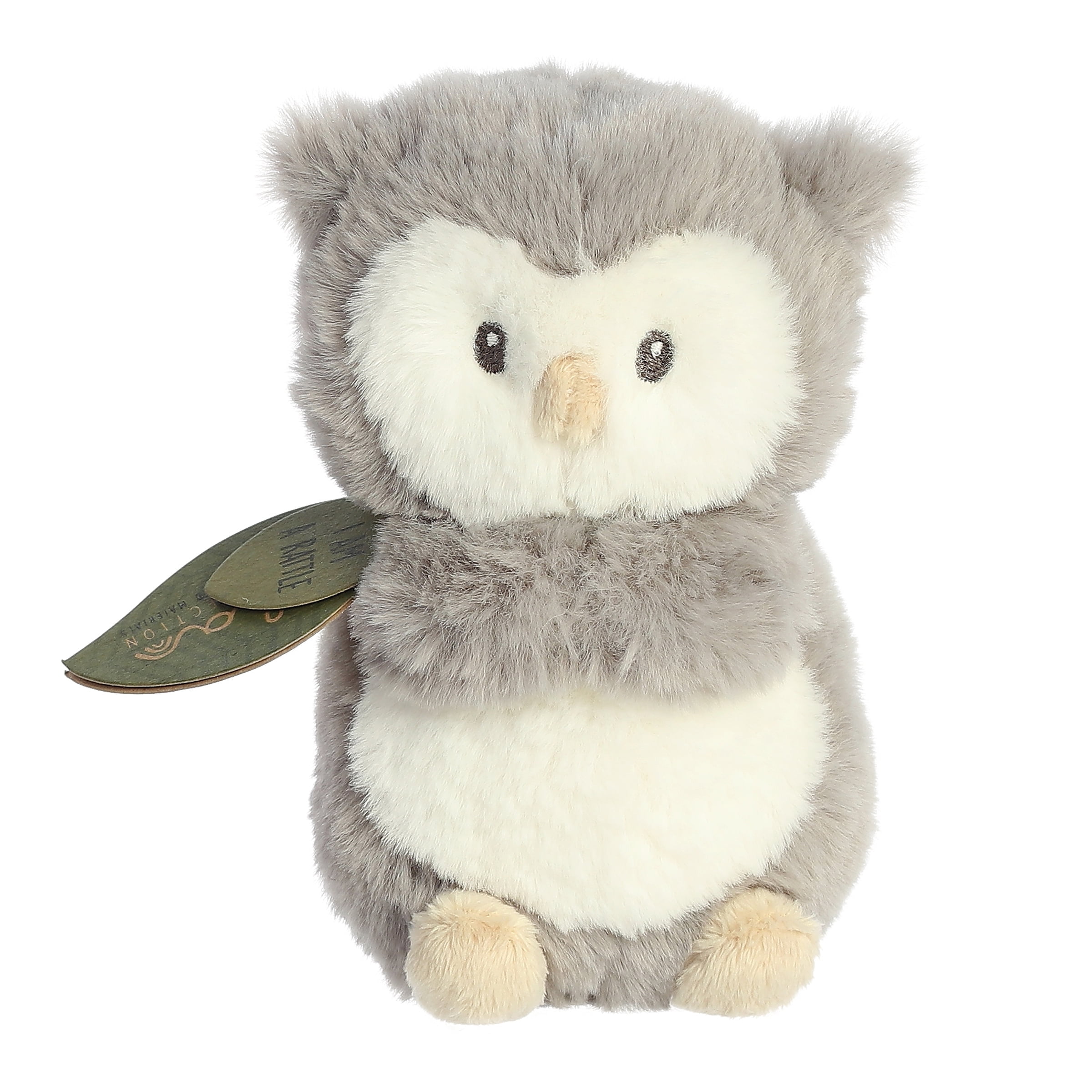 ebba - Small Gray Eco Ebba - 6" Owlet Rattle - Eco-Friendly Baby ...