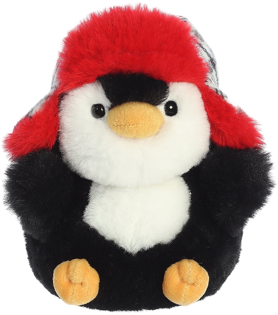 Aurora 5.5" Porter Penguin with Checkered Red and Gray Ushanka Hat ...
