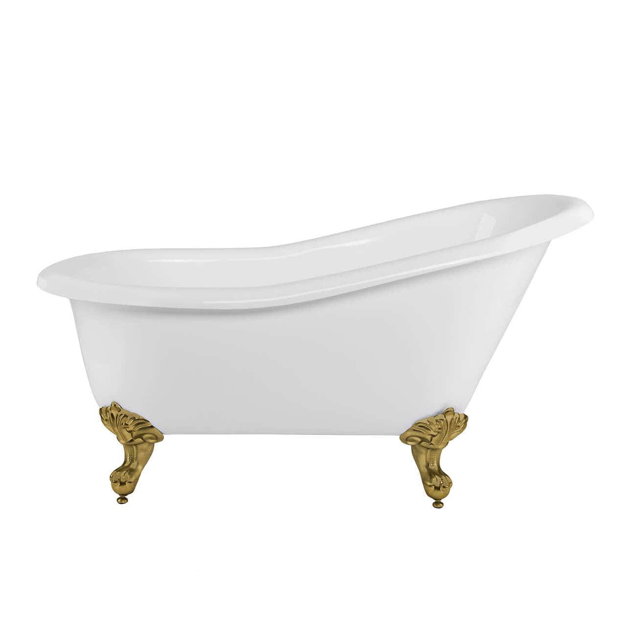 Aurora 54 Inch Acrylic Slipper Clawfoot Tub - Rim Faucet Drillings ...