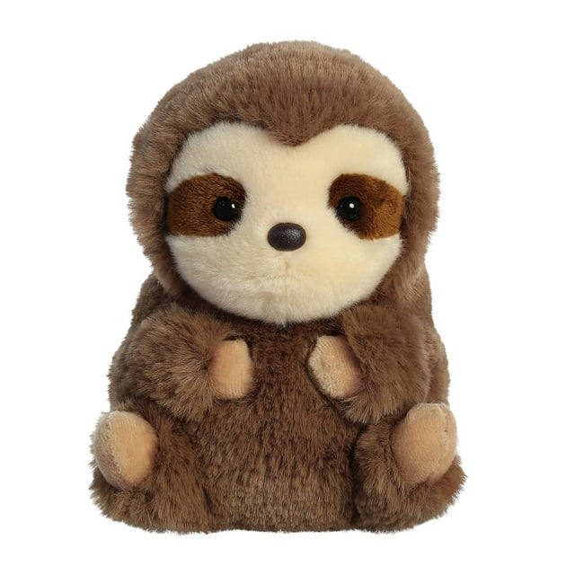 Aurora - Small Brown Rolly Pet - 7" Seth Sloth - Round Stuffed Animal ...