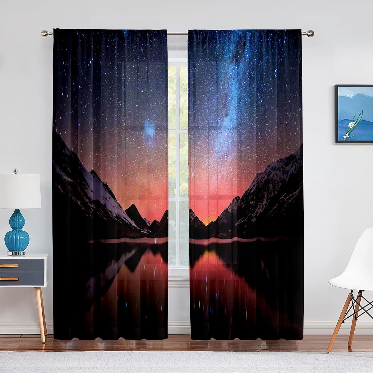 Aurora Above s Nature Scenery Tulle Curtains for Living Room Bedroom ...