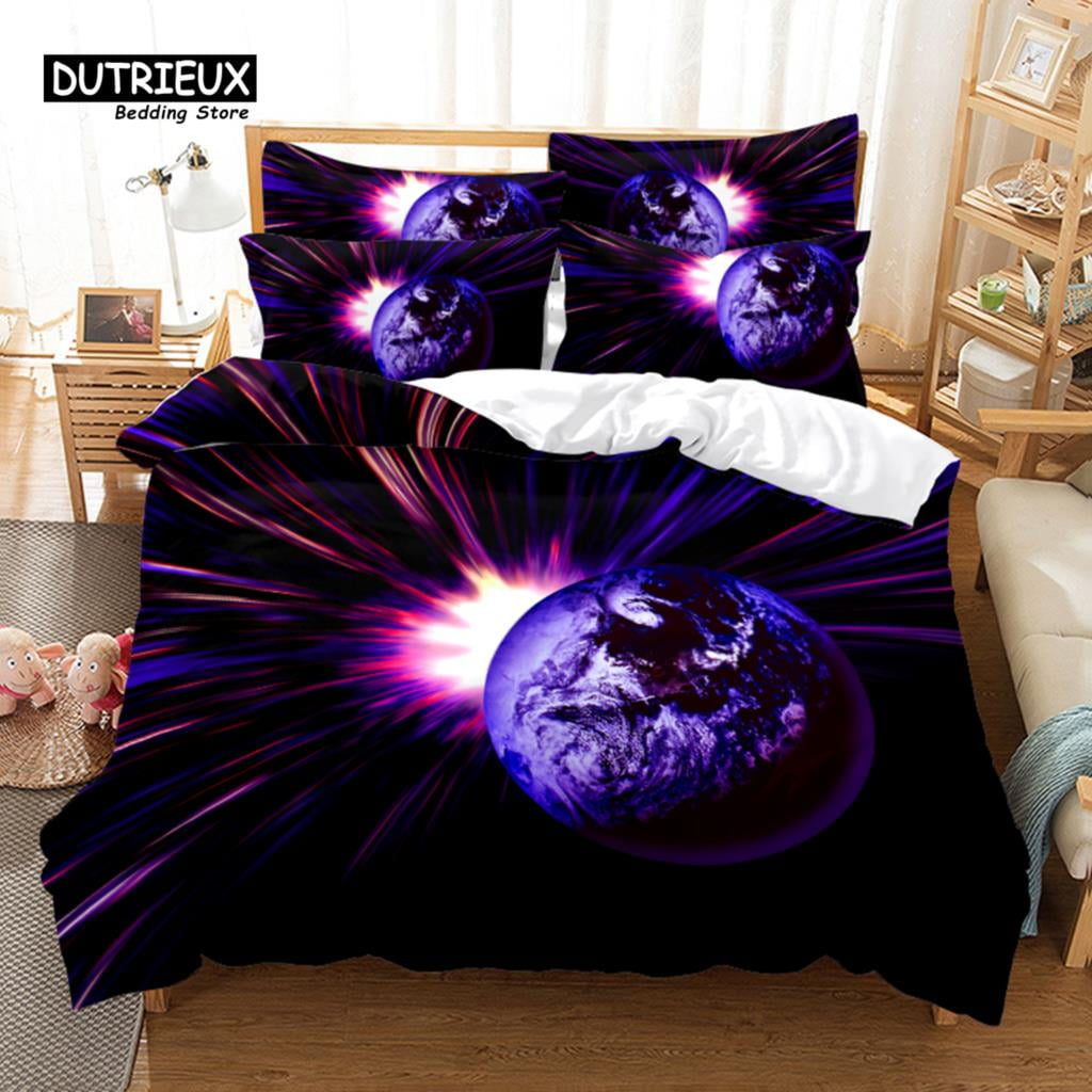 Aurora And Stars Bedding Set 3Pcs Duvet Cover Set Soft Comfortable ...