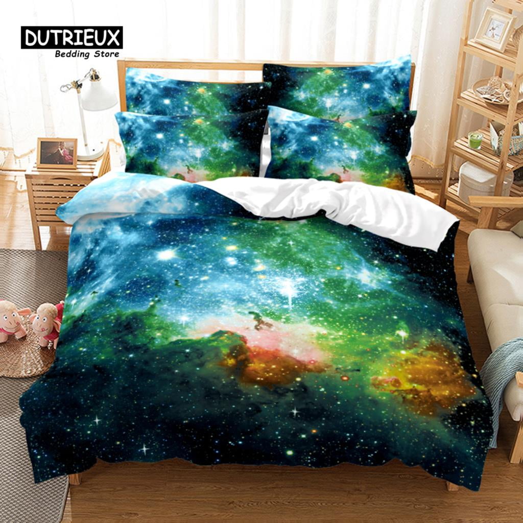 Aurora And Stars Bedding Set 3Pcs Duvet Cover Set Soft Comfortable ...