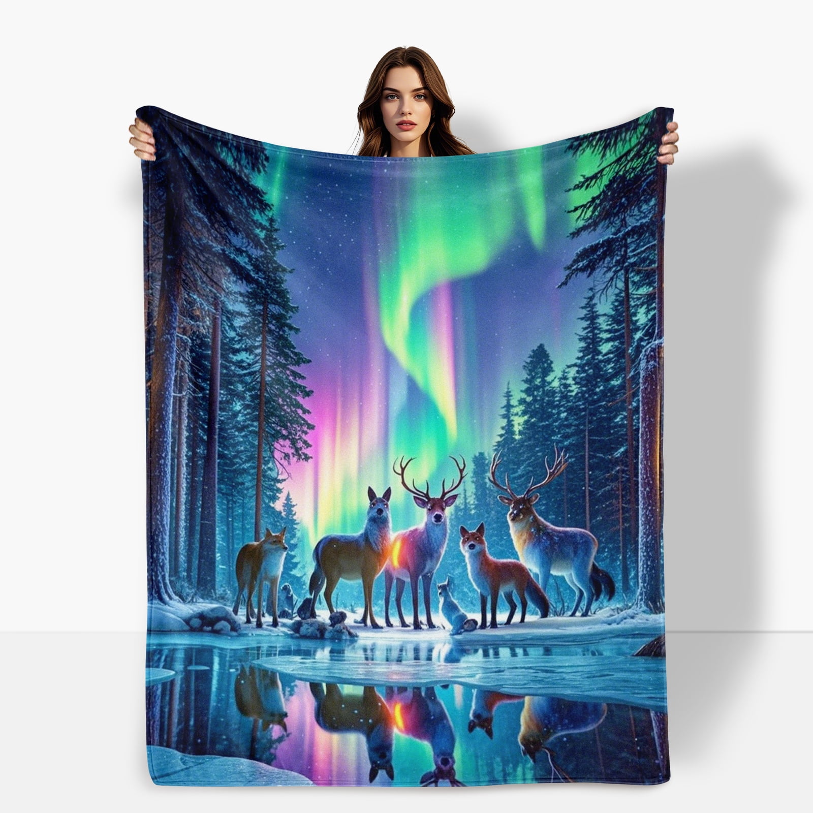 Aurora Animals River Friendship Themed Cozy Fleece Blanket Soft Warm ...