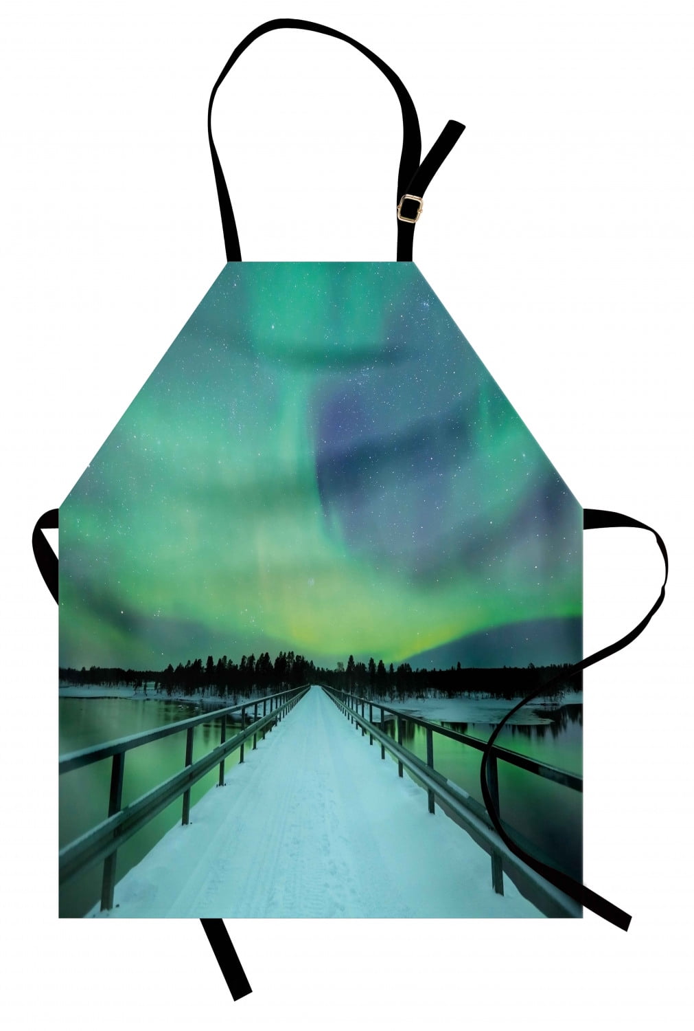 Aurora Borealis Apron Long Mystic Sky over Bridge in Snowy Arctic ...