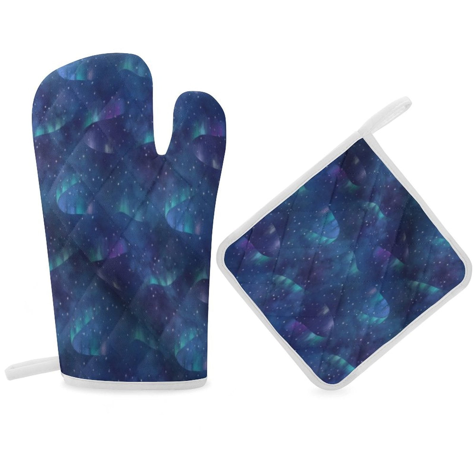 Aurora Borealis Art Oven Gloves And Pots Stand Set Oven Gloves And Pot Racks Pot Racks And Oven ...