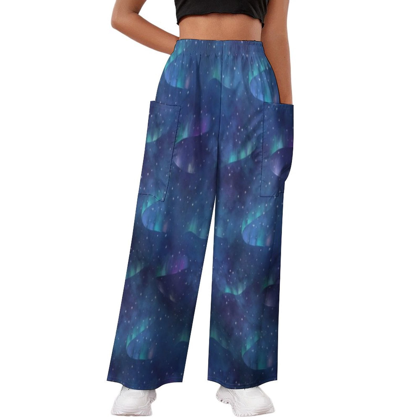 Aurora Borealis Art Straight Leg Trousers for Women High Waist ...