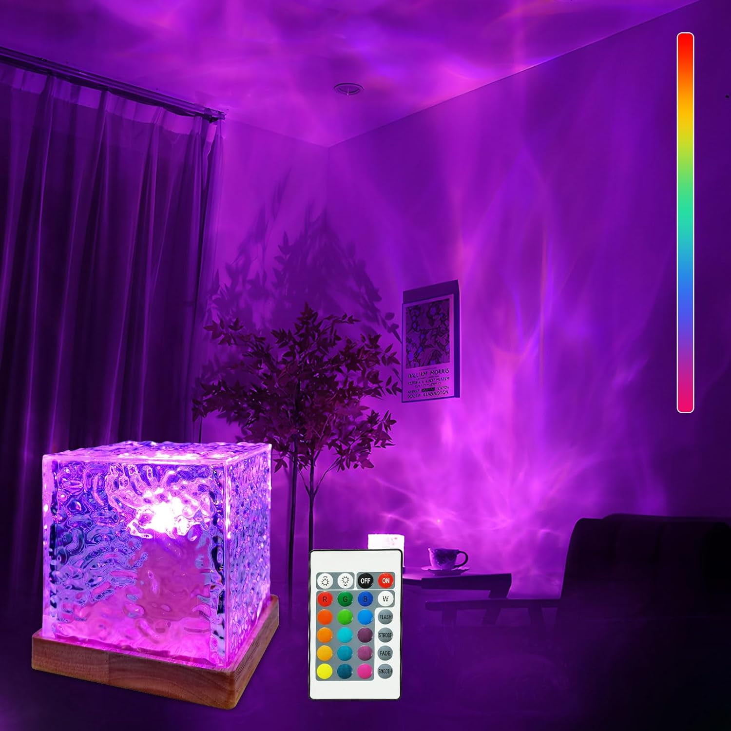 Aurora Borealis Cube Lamp, 16 Colors Aurora Borealis Projector with ...