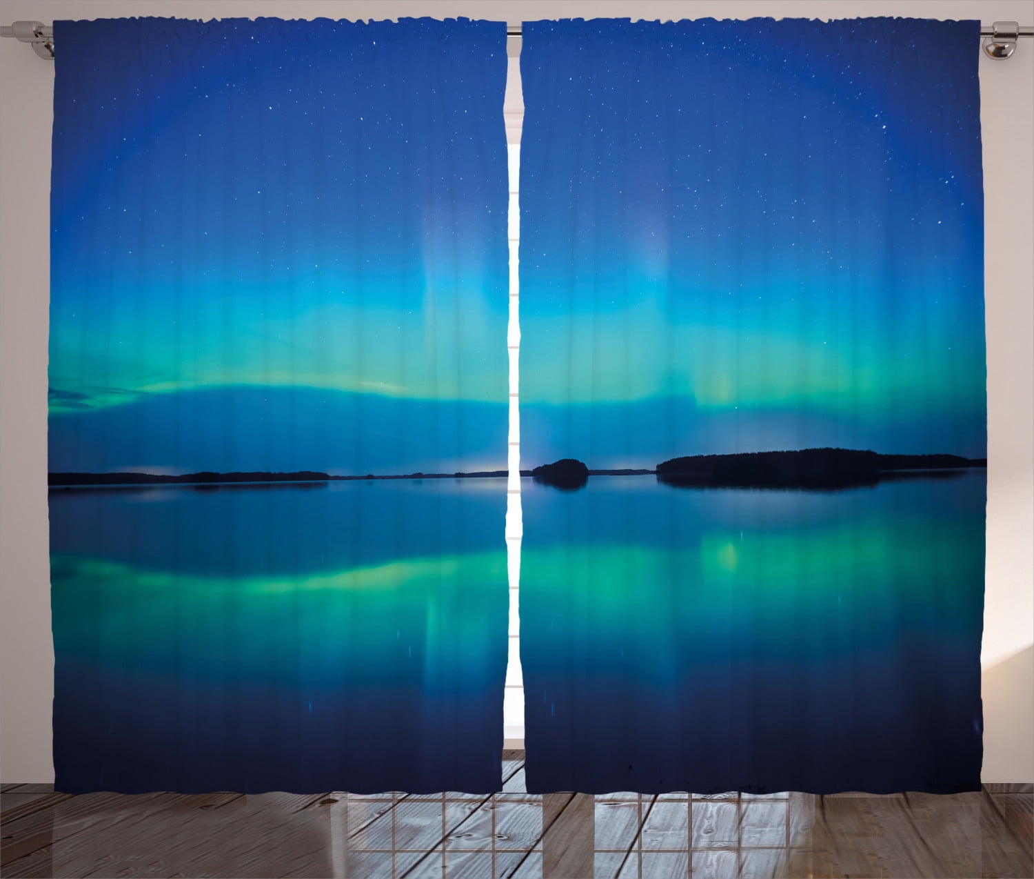 Ambesonne Nature Curtains 2 Panel Set, Sky Scenery Lake, 108" x 108 ...