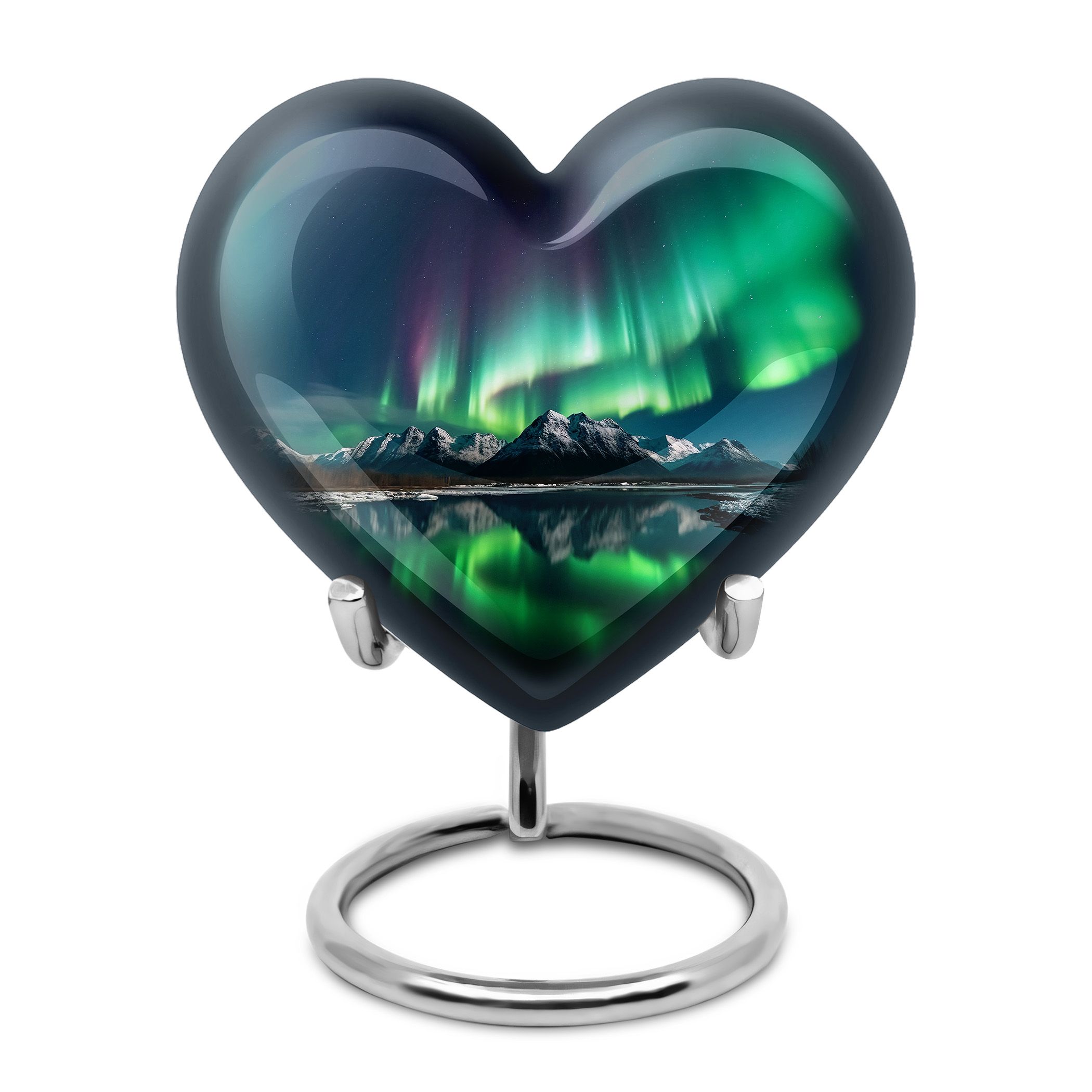 Aurora Borealis Heart Urn, Burial Urns For Adult Human Ashes, Heart ...