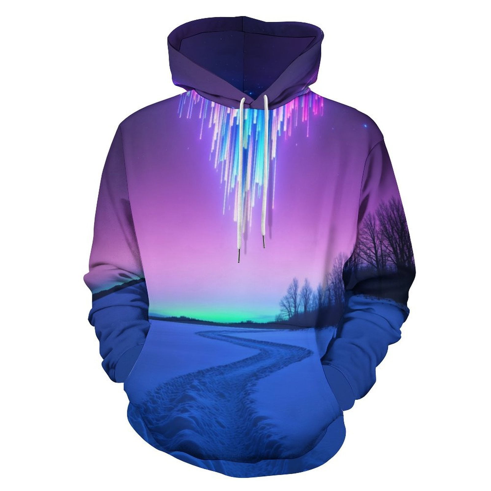 Aurora Borealis Night Glow-1 3D Print Hoodie Men Women Autumn Thin Pullover Sweatshirt Vintage ...
