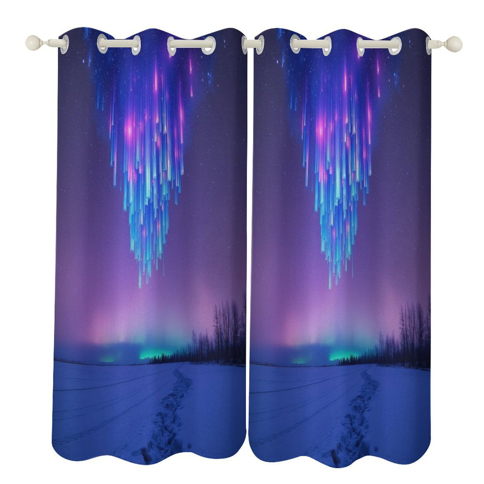 Aurora Borealis Night Glow Window Blackout Curtain 3d Printed Blackout ...