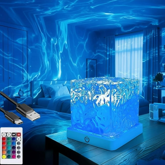 Aurora Borealis Night Light Projector, 16-Color Rotating Water Ripple ...
