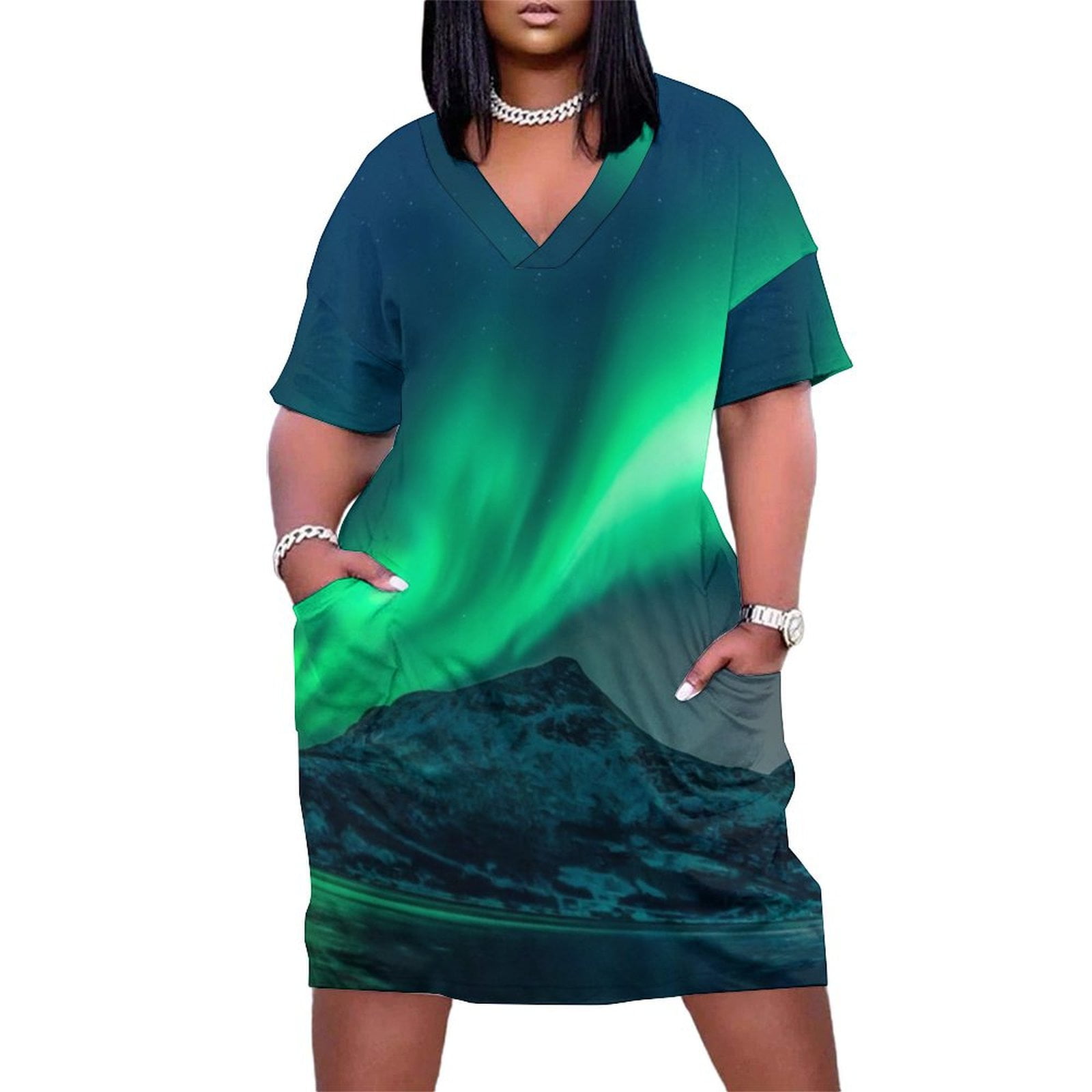 Aurora Borealis (Northern Lights) Loose Pocket Dress women's evening dresses 2025 summer dresses ...