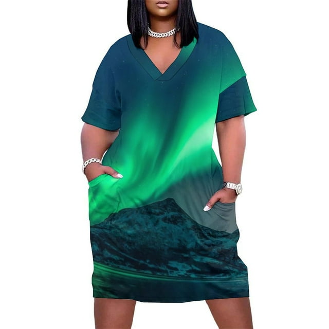 Aurora Borealis (Northern Lights) Loose Pocket Dress women's evening dresses 2025 summer dresses ...