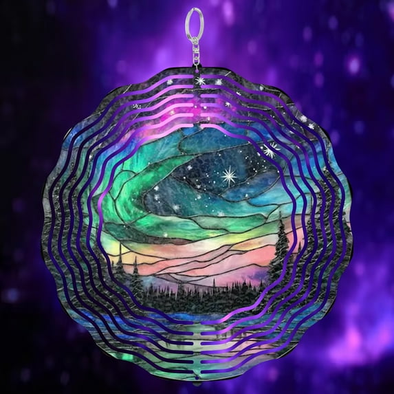 Aurora Borealis Northern Lights Metal Wind Spinner 3D Sky Garden Decor ...