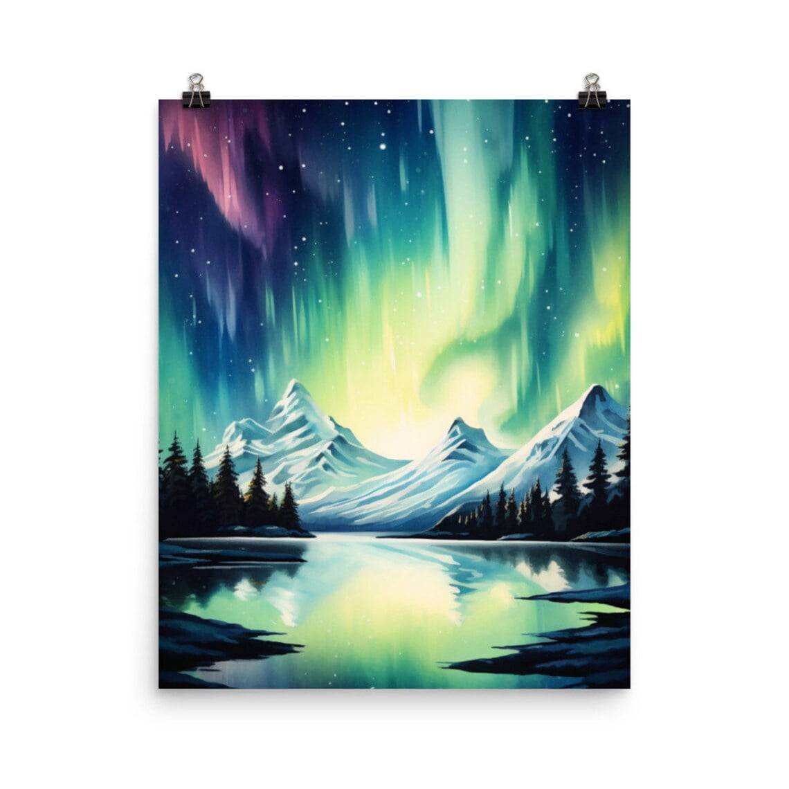 Aurora Borealis Print, Iceland Landscape Wall Art, Northern Lights ...