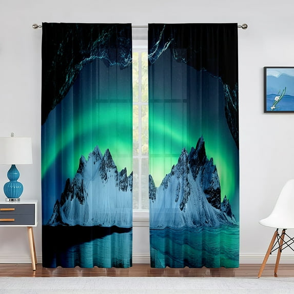 Aurora Borealis Sheer Voile Curtain Beautiful Wonders of Nature Pattern ...