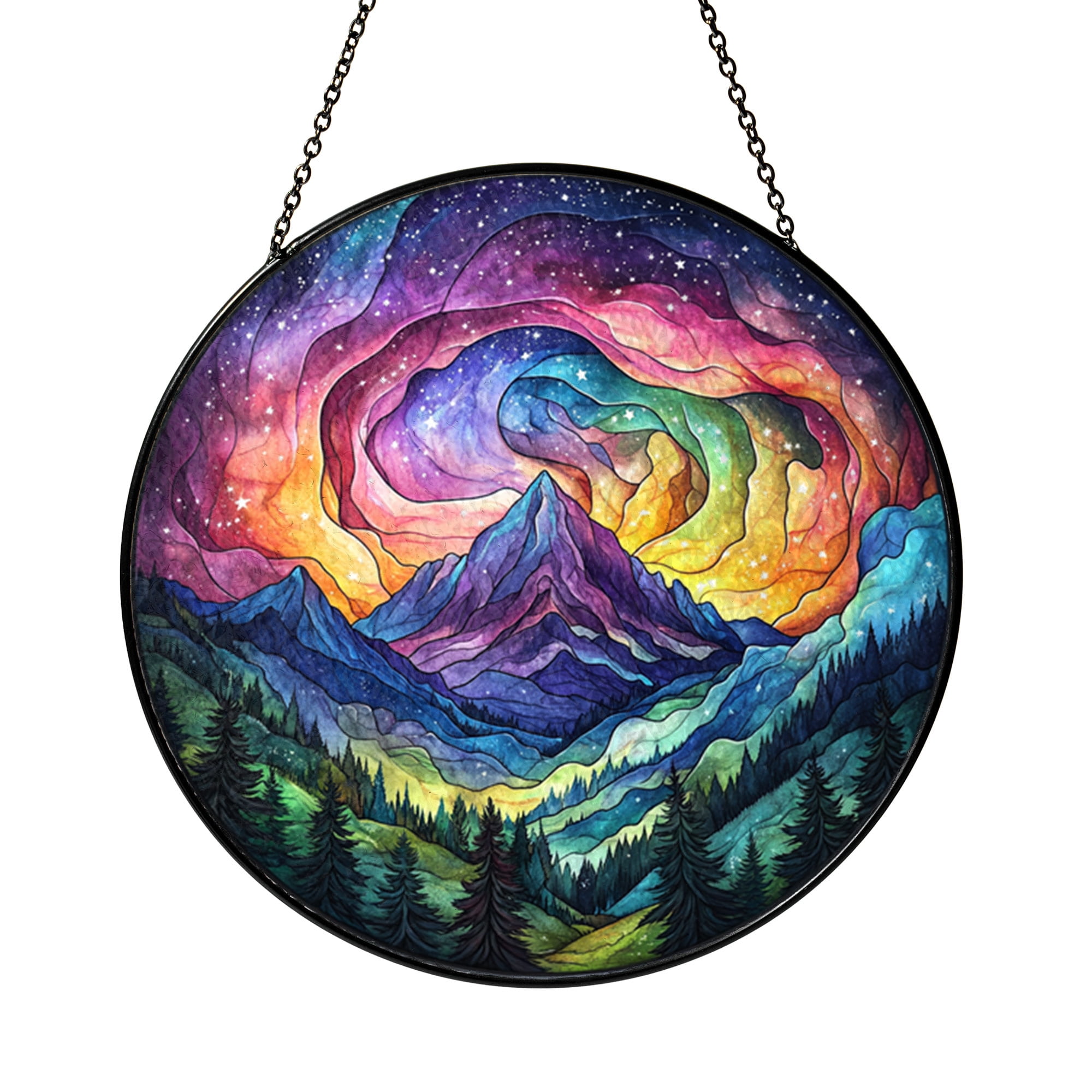 Aurora Borealis Stained Glass Suncatcher Window Hanging Northern Lights ...