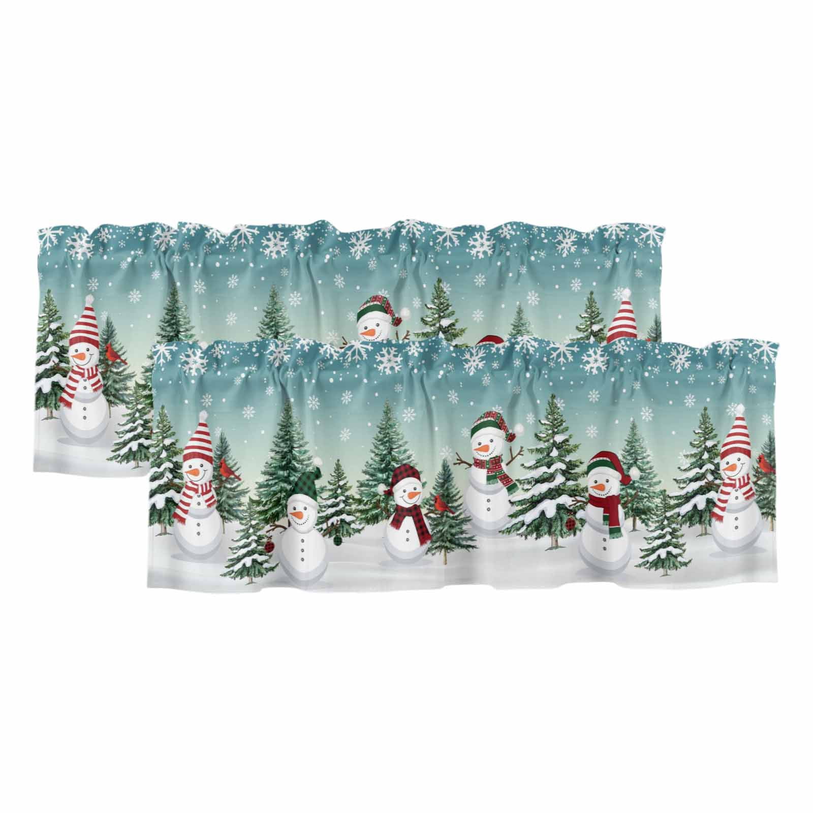 Aurora Christmas Snowman Curtain Valances for Windows, Kitchen Valance ...