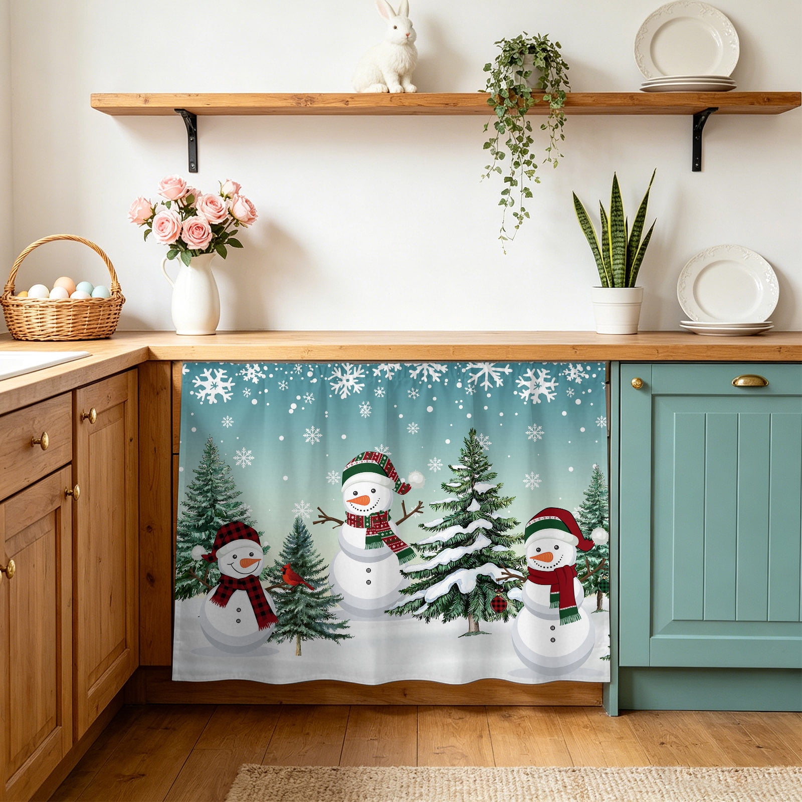 Aurora Christmas Snowman Sink Skirt 11"Wx13"L,Dustproof Under Sink ...