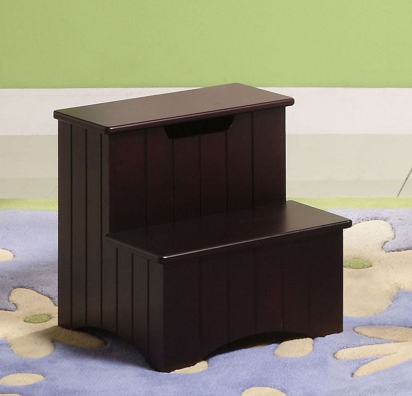 Aurora Contemporary 2-Step Bedroom Step Stool with Storage, Merlot Wood ...