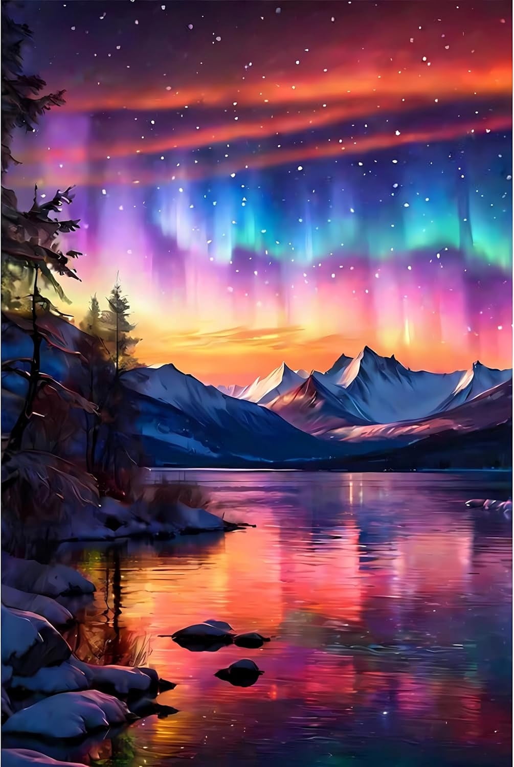 Aurora Diamond Painting Set for Adults Mountain and Lake Scenery Full ...
