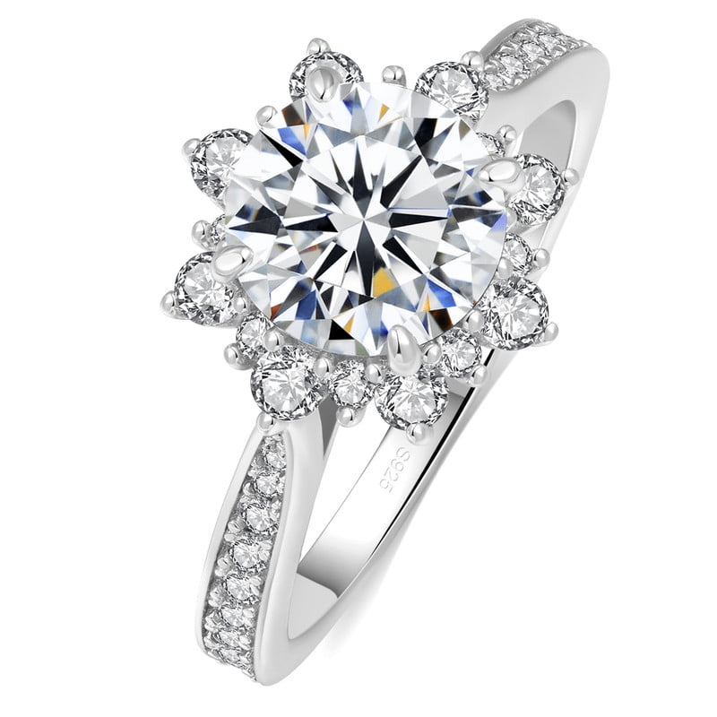 Aurora&Fiori 0.5CT Flower Moissanite Engagement Rings for Women. Women ...