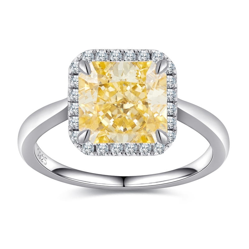 Aurora&Fiori 2CT Radiant Cut Engagement Rings, Blue/Green/Yellow ...