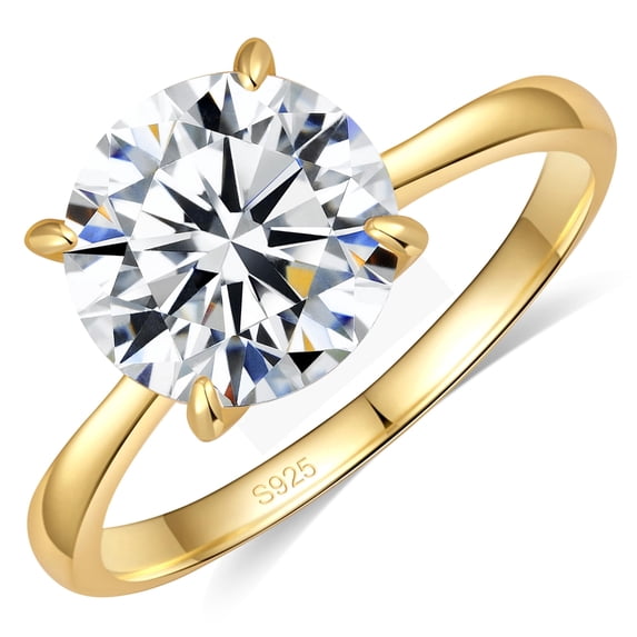 Aurora & Fiori Women's Solitaire Moissanite Ring, 4CT Round D Color ...