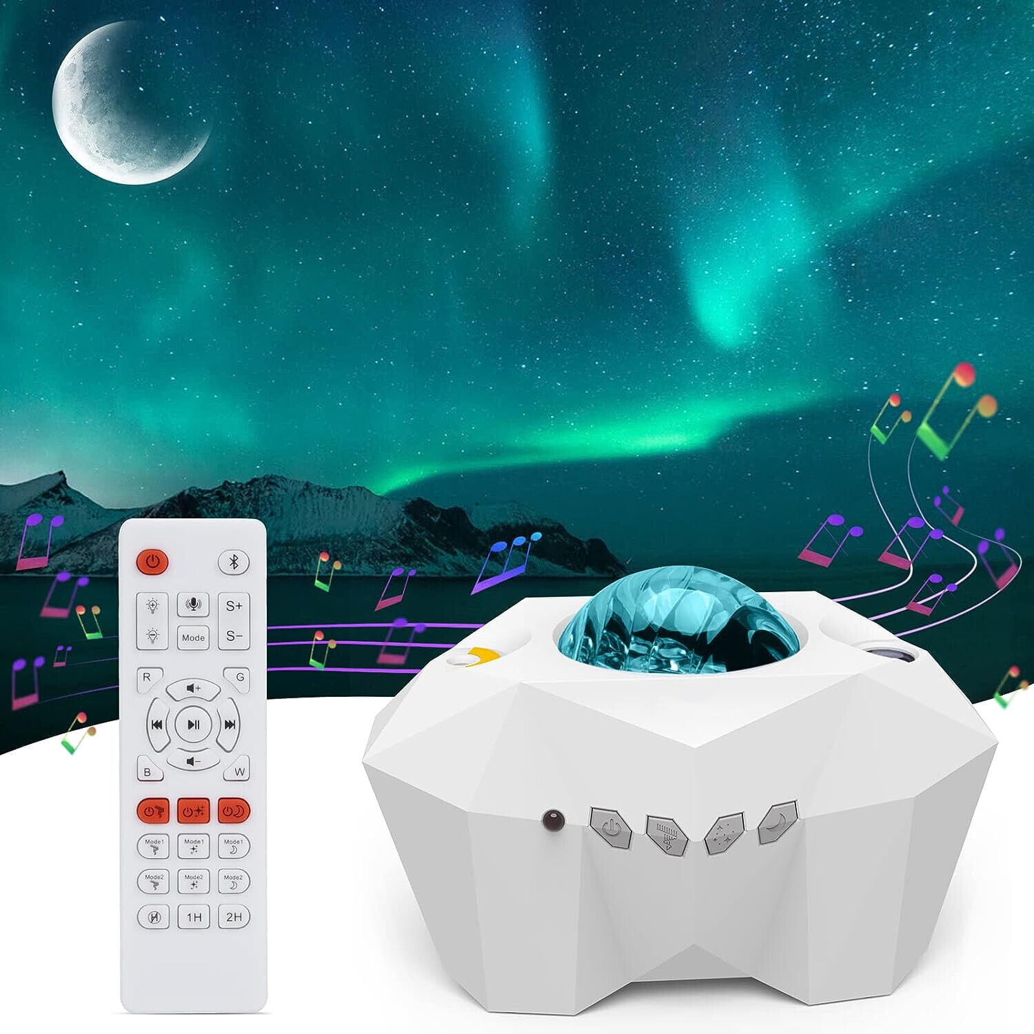 Aurora Galaxy Projector with Bluetooth Speaker and White Noise for ...