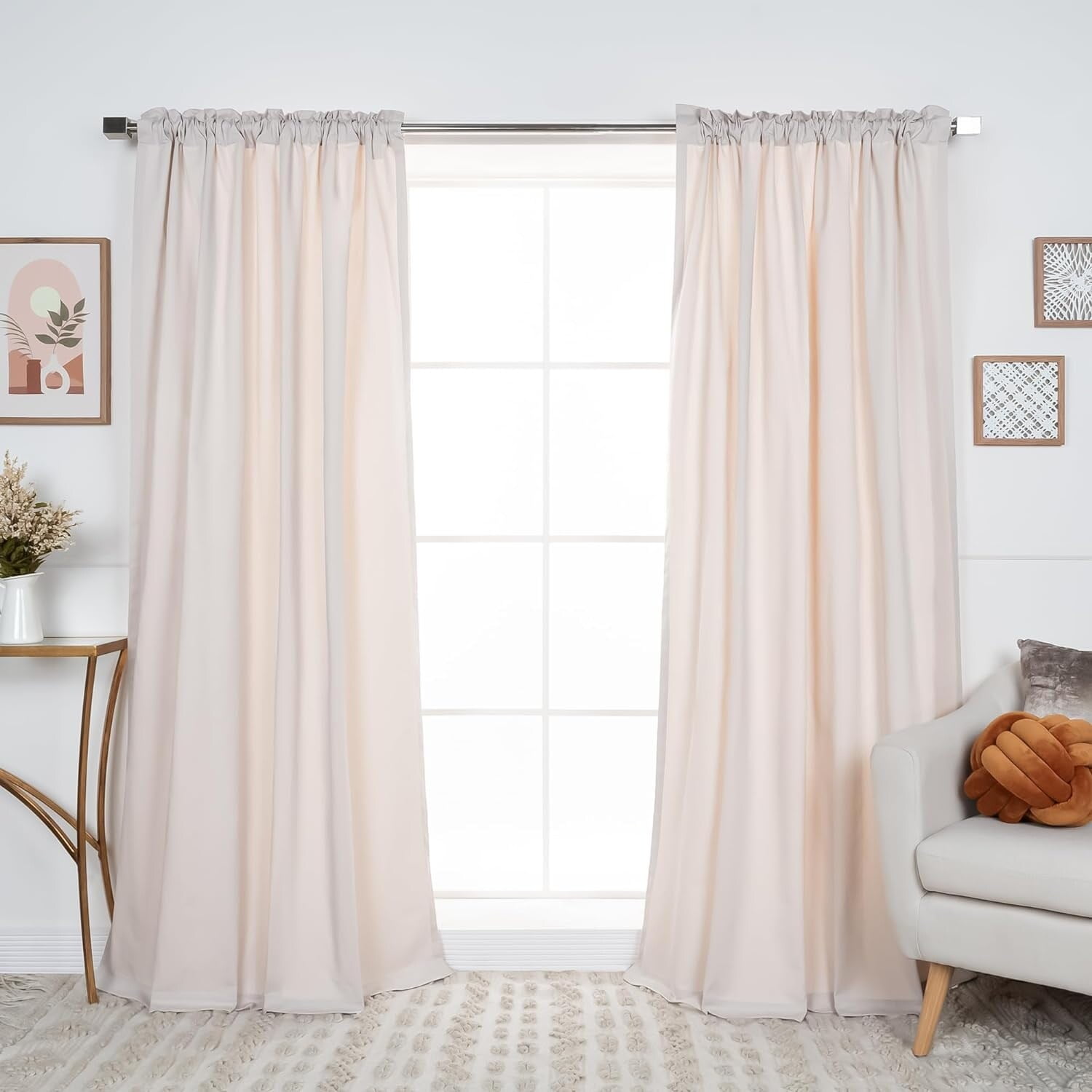 Aurora Home Cotton Blend Rod Pocket and Backtab Curtains- Set of 2 ...