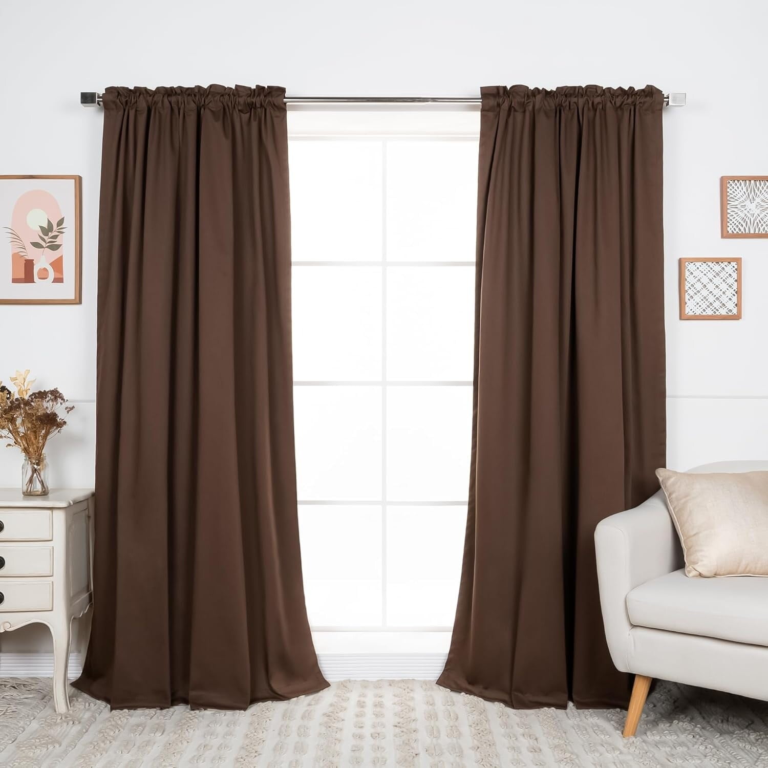 Aurora Home Cotton Blend Rod Pocket and Backtab Curtains- Set of 2 ...
