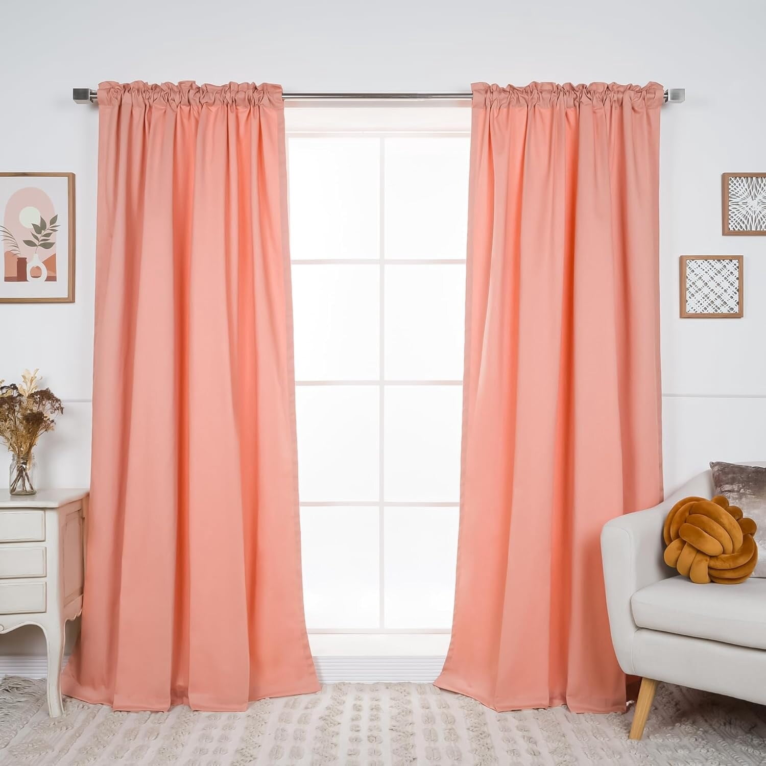 Aurora Home Cotton Blend Rod Pocket and Backtab Curtains- Set of 2 ...