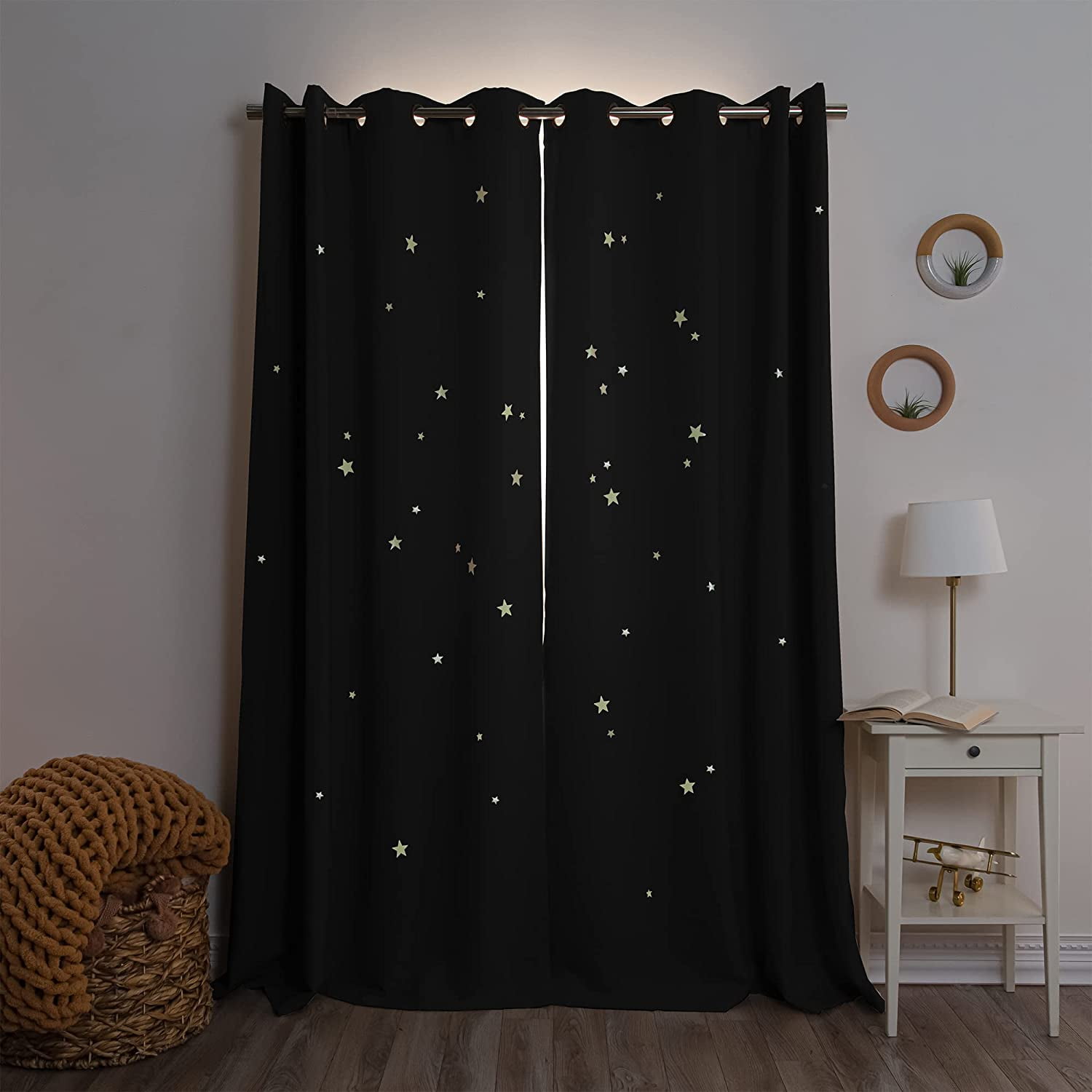 Aurora Home Keedle Doodle DIY Curtain Decoration Set with 2 Blackout ...