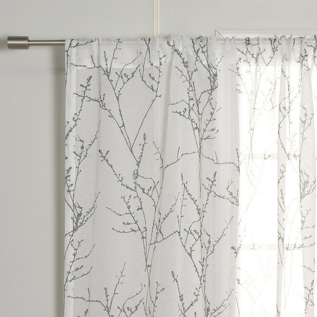 Aurora Home Sheer Watercolor Tree Branch Curtains Black - Walmart.com