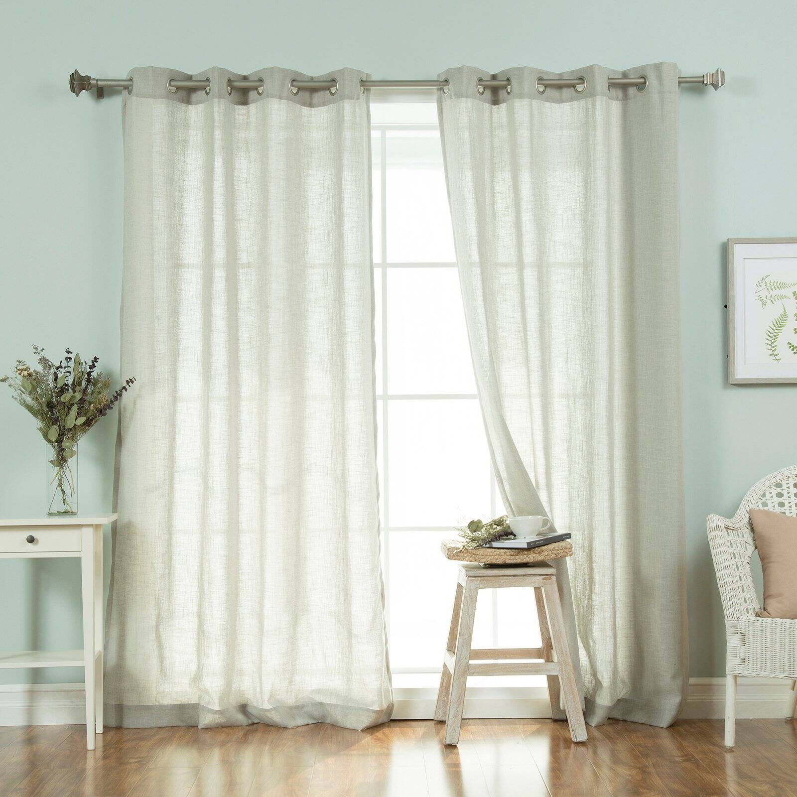 Aurora Home Solid Linen Blend Curtain Panel Pair Grey - Walmart.com