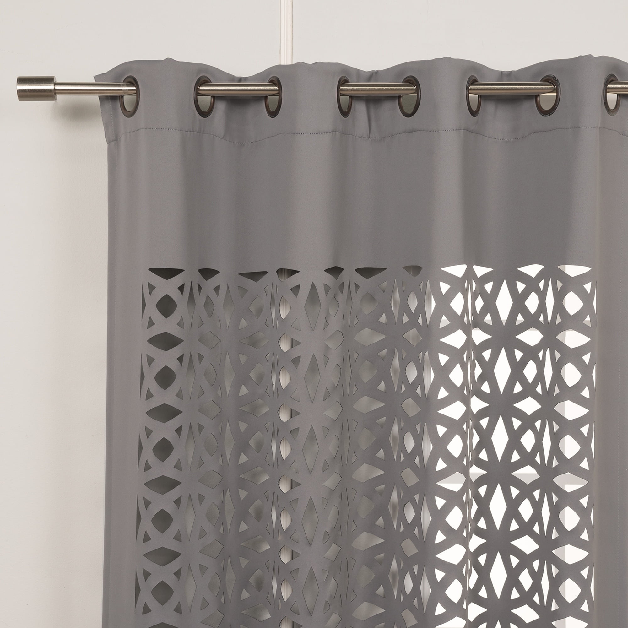 Aurora Home Trellis Cut Out Curtains Grey - Walmart.com