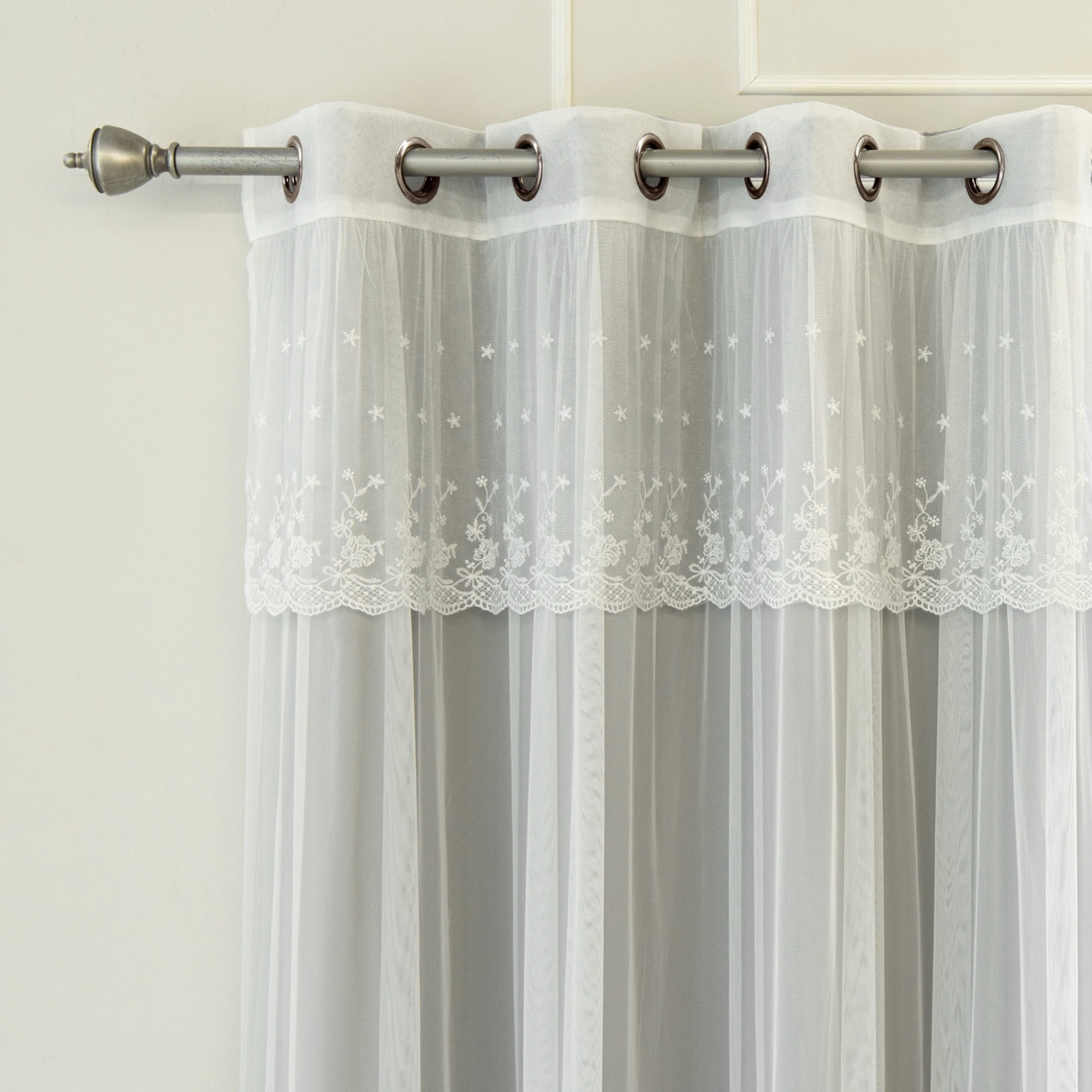Aurora Home Tulle Sheer with Attached Valance & Blackout Mix & Match ...