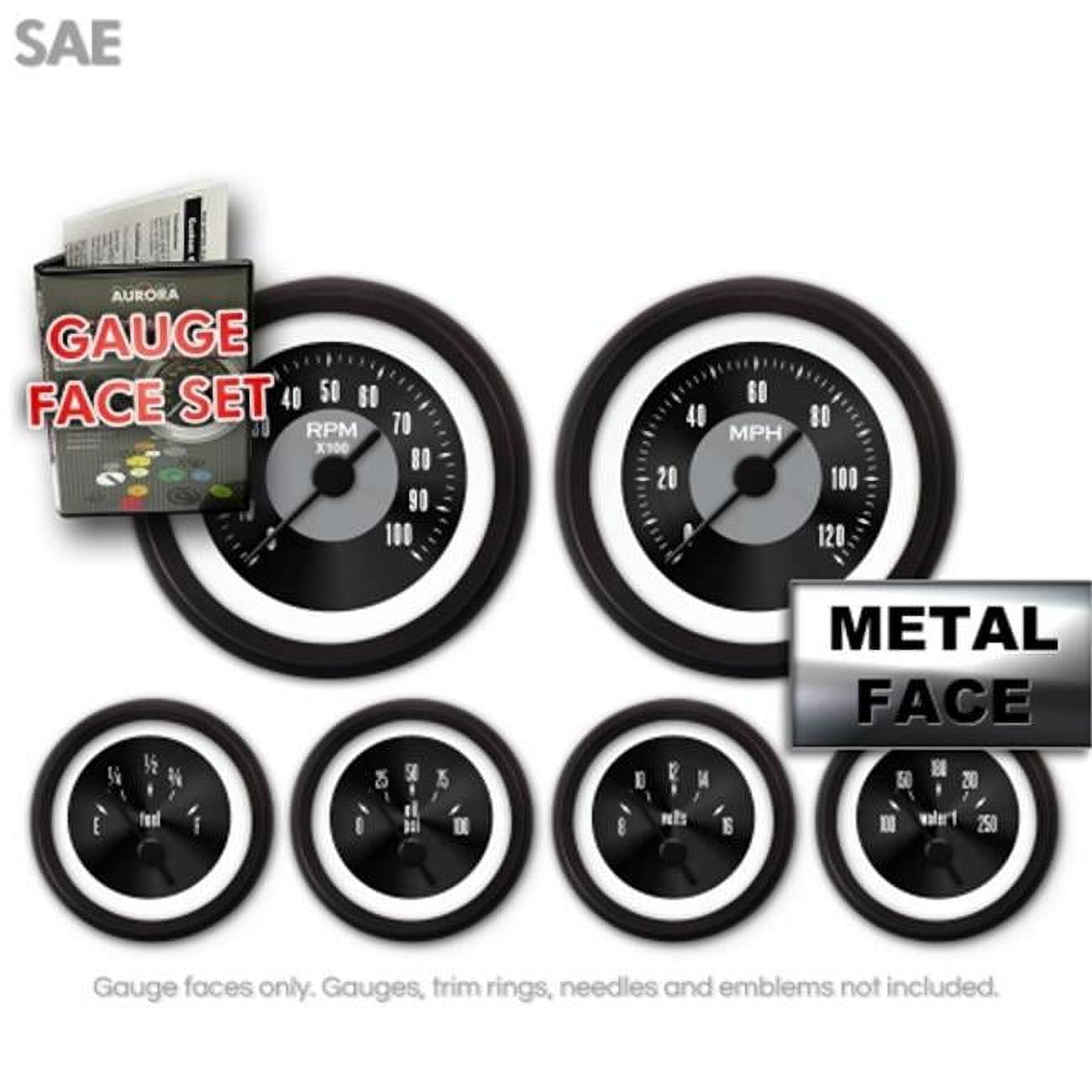 Aurora Instruments GARFE8 Gauge Face Set - SAE American Classic Black ...