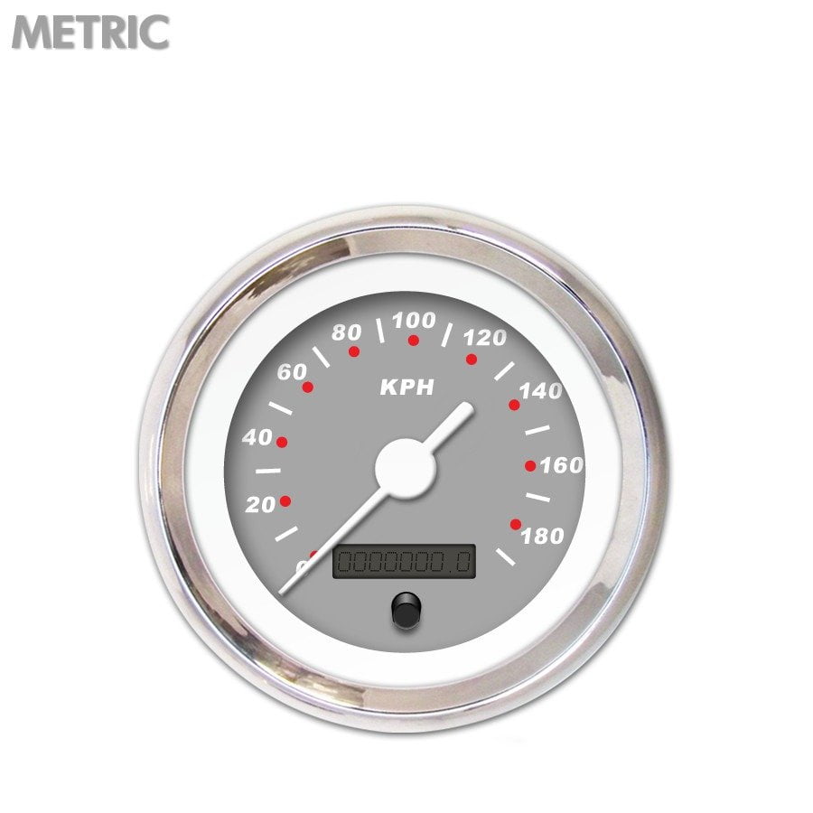 Speedometer Gauge - Metric Modern Rodder Grey, White Vintage Needles ...