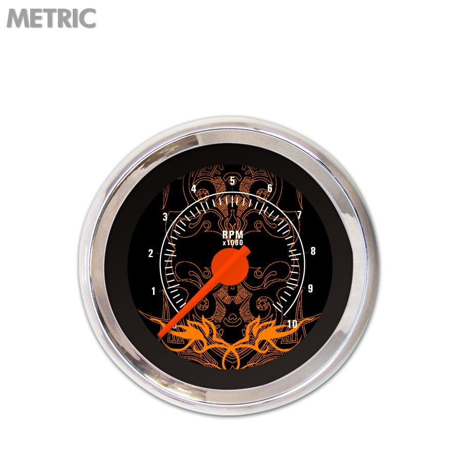 Tachometer Gauge-Tribal Black Orange Accents Orange Modern Needles ...