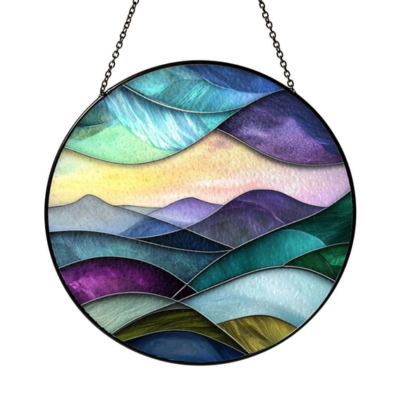 Aurora Landscape Stained Glass Pattern Design, Scenic Window Suncatcher ...