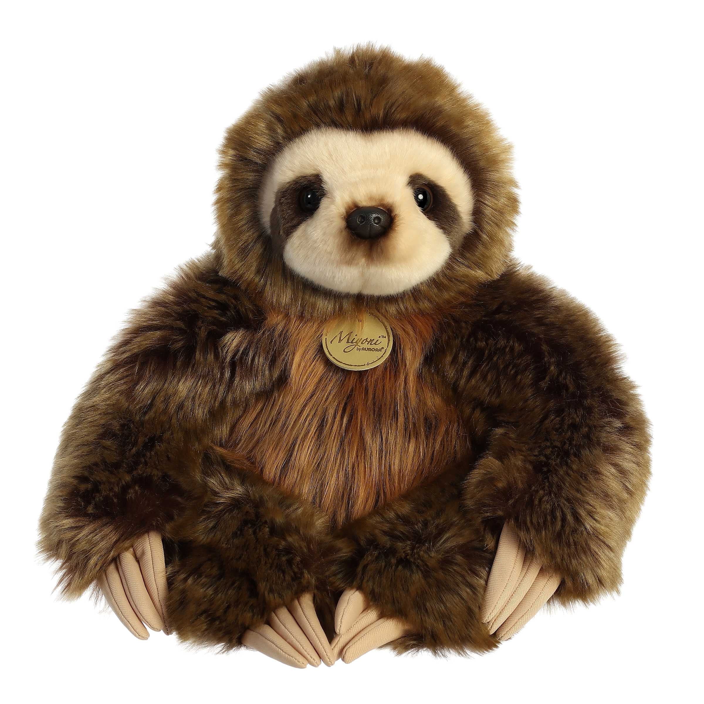 Aurora Large Brown Miyoni Three-Toed Sloth Plush, Realistic Stuffed ...